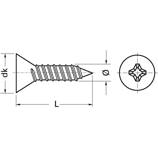 Wkręt samogwintujący z łbem stożkowym, DIN 7982, DIN ISO 7050, łeb ...